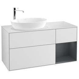 Villeroy & Boch Villeroy und Boch Finion Waschtischunterschrank G931HGMT 120cm, Abdeckplatte white matt, Emotion, Regale Midnight matt lacquer, White matt lacquer