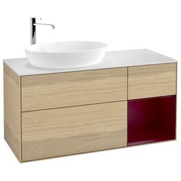 Villeroy & Boch Villeroy und Boch Finion Waschtischunterschrank G931HBPC 120cm, Abdeckplatte white matt, Emotion, Regale Peony matt lacquer, Oak Veneer