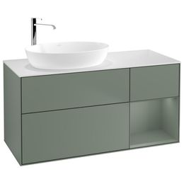 Villeroy & Boch Villeroy und Boch Finion Waschtischunterschrank G931GMGM 120cm, Abdeckplatte white matt, Emotion, Regale Olive matt lacquer, Olive Matt Lacquer
