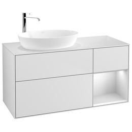 Villeroy & Boch Villeroy und Boch Finion Waschtischunterschrank G931MTMT 120cm, Abdeckplatte white matt, Emotion, Regale White matt lacquer, White matt lacquer