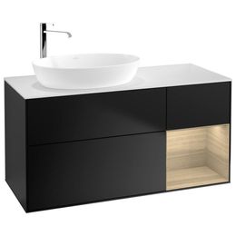 Villeroy & Boch Villeroy und Boch Finion Waschtischunterschrank G931PCPD 120cm, Abdeckplatte white matt, Emotion, Regale Oak Veneer, Black matt lacquer