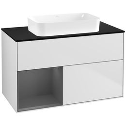 Villeroy & Boch Villeroy und Boch Finion Waschtischunterschrank F652GKMT 100x60,3x50,1cm, Regal links Anthracite matt, White matt lacquer