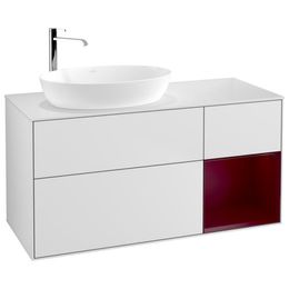 Villeroy & Boch Villeroy und Boch Finion Waschtischunterschrank F931HBMT 120cm, Abdeckplatte white matt, Regale Peony matt lacquer, White matt lacquer
