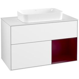 Villeroy & Boch Villeroy und Boch Finion Waschtischunterschrank F661HBGF 100x60,3x50,1cm, Regal rechts Peony, Glossy white lacquer