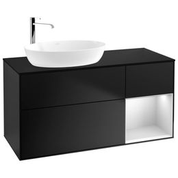 Villeroy & Boch Villeroy und Boch Finion Waschtischunterschrank F932MTPD 120cm, Abdeckplatte black matt, Regale White matt lacquer, Black matt lacquer