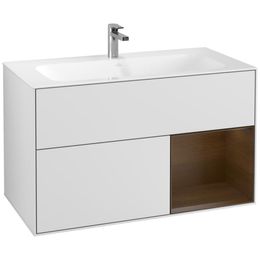 Villeroy & Boch Villeroy und Boch Finion Waschtischunterschrank F040GNMT 99,6x59,1x49,8cm, Regal rechts Walnut veneer, White matt lacquer