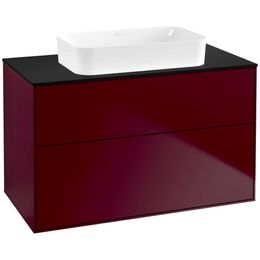Villeroy & Boch Villeroy und Boch Finion Waschtischunterschrank F64200HB 100x60,3x50,1mm, Glass Black Matt, Peony Matt