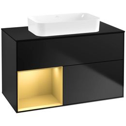Villeroy & Boch Villeroy und Boch Finion Waschtischunterschrank F652HFPD 100x60,3x50,1cm, Regal links Gold matt, Black matt lacquer