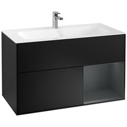 Villeroy & Boch Villeroy und Boch Finion Waschtischunterschrank F040HGPD 99,6x59,1x49,8cm, Regal rechts Midnight Blue Matt Lacquer, Black matt lacquer
