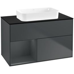 Villeroy & Boch Villeroy und Boch Finion Waschtischunterschrank F652HGHG 100x60,3x50,1cm, Regal links Midnight Blue Matt Lacquer, Midnight Blue Matt Lacquer