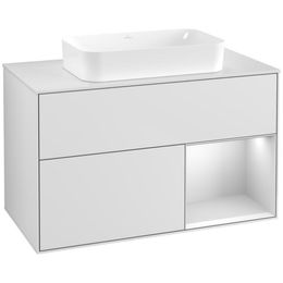 Villeroy & Boch Villeroy und Boch Finion Waschtischunterschrank F661MTMT 100x60,3x50,1cm, Regal rechts White matt lacquer, White matt lacquer