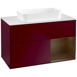 Villeroy & Boch Villeroy und Boch Finion Waschtischunterschrank F661GNHB 100x60,3x50,1cm, Regal rechts Walnut veneer, Peony Matt