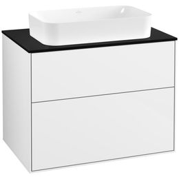 Villeroy & Boch Villeroy und Boch Finion Waschtischunterschrank F63200GF 80x60,3x50,1mm, Glass Black Matt, Glossy white lacquer