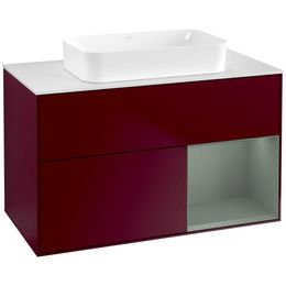 Villeroy & Boch Villeroy und Boch Finion Waschtischunterschrank F661GMHB 100x60,3x50,1cm, Regal rechts Olive Matt Lacquer, Peony Matt