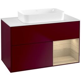 Villeroy & Boch Villeroy und Boch Finion Waschtischunterschrank F661PCHB 100x60,3x50,1cm, Regal rechts Oak Veneer, Peony Matt