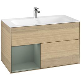 Villeroy & Boch Villeroy und Boch Finion Waschtischunterschrank F030GMPC 99,6x59,1x49,8cm, Regal links Olive Matt Lacquer, Oak Veneer
