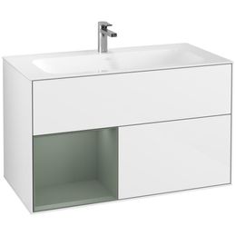Villeroy & Boch Villeroy und Boch Finion Waschtischunterschrank F030GMGF 99,6x59,1x49,8cm, Regal links Olive Matt Lacquer, Glossy white lacquer