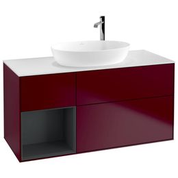 Villeroy & Boch Villeroy und Boch Finion Waschtischunterschrank F941HGHB 120cm, Abdeckplatte white matt, Regale Midnight matt lacquer, Peony Matt