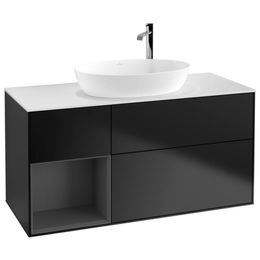Villeroy & Boch Villeroy und Boch Finion Waschtischunterschrank F941GKPD 120cm, Abdeckplatte white matt, Regale Anthracite matt lacquer, Black matt lacquer