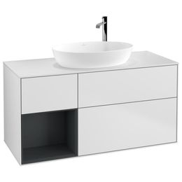 Villeroy & Boch Villeroy und Boch Finion Waschtischunterschrank F941HGMT 120cm, Abdeckplatte white matt, Regale Midnight matt lacquer, White matt lacquer