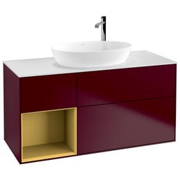 Villeroy & Boch Villeroy und Boch Finion Waschtischunterschrank F941HFHB 120cm, Abdeckplatte white matt, Regale Gold matt lacquer, Peony Matt