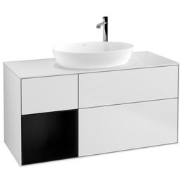Villeroy & Boch Villeroy und Boch Finion Waschtischunterschrank F941PDMT 120cm, Abdeckplatte white matt, Regale Black matt lacquer, White matt lacquer