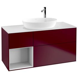 Villeroy & Boch Villeroy und Boch Finion Waschtischunterschrank F941MTHB 120cm, Abdeckplatte white matt, Regale White matt lacquer, Peony Matt