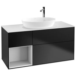 Villeroy & Boch Villeroy und Boch Finion Waschtischunterschrank F941MTPD 120cm, Abdeckplatte white matt, Regale White matt lacquer, Black matt lacquer