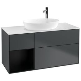 Villeroy & Boch Villeroy und Boch Finion Waschtischunterschrank F941PDHG 120cm, Abdeckplatte white matt, Regale Black matt lacquer, Midnight Blue Matt Lacquer