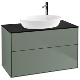 Villeroy & Boch Villeroy und Boch Finion Waschtischunterschrank G88200GM 100x60,3cm, Emotion, Abdeckplatte black matt, Olive Matt Lacquer