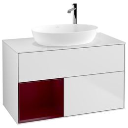 Villeroy & Boch Villeroy und Boch Finion Waschtischunterschrank F891HBMT 100cm, Abdeckplatte white matt, Regale Peony matt lacquer, White matt lacquer