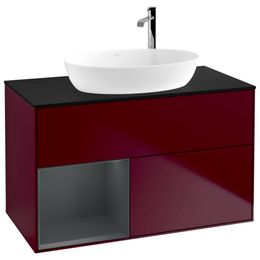 Villeroy & Boch Villeroy und Boch Finion Waschtischunterschrank G892HGHB 100cm, Abdeckplatte black matt, Emotion, Regale Midnight matt lacquer, Peony Matt
