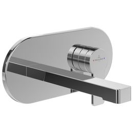 Villeroy & Boch Villeroy und Boch Architectura Waschtischarmatur TVW10311211061 mit Push-Open-Ablaufgarnitur, Wandmontage, chrom