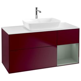 Villeroy & Boch Villeroy und Boch Finion Waschtischunterschrank G831GMHB 120cm, Abdeckplatte white matt, Emotion, Regale Olive matt lacquer, Peony Matt