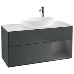 Villeroy & Boch Villeroy und Boch Finion Waschtischunterschrank F951GKHG 120cm, Abdeckplatte white matt, Regale Anthracite matt lacquer, Midnight Blue Matt Lacquer