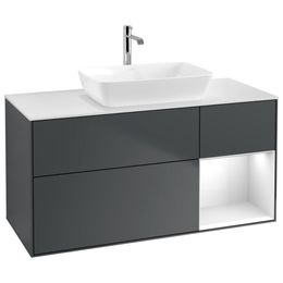 Villeroy & Boch Villeroy und Boch Finion Waschtischunterschrank G831GFHG 120cm, Abdeckplatte white matt, Emotion, Regale Glossy white lacquer, Midnight Blue Matt Lacquer
