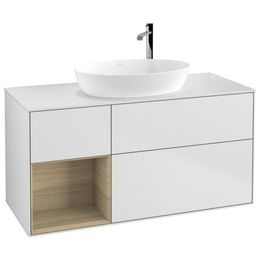 Villeroy & Boch Villeroy und Boch Finion Waschtischunterschrank G941PCMT 120cm, Abdeckplatte white matt, Emotion, Regale Oak Veneer, White matt lacquer