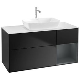 Villeroy & Boch Villeroy und Boch Finion Waschtischunterschrank G831HGPD 120cm, Abdeckplatte white matt, Emotion, Regale Midnight matt lacquer, Black matt lacquer