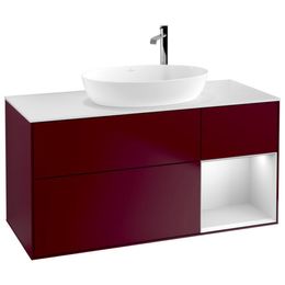Villeroy & Boch Villeroy und Boch Finion Waschtischunterschrank F951MTHB 120cm, Abdeckplatte white matt, Regale White matt lacquer, Peony Matt