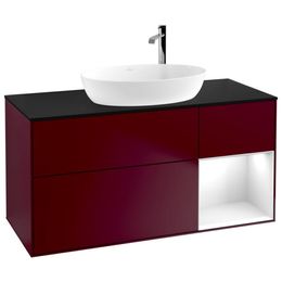 Villeroy & Boch Villeroy und Boch Finion Waschtischunterschrank G952GFHB 120cm, Abdeckplatte black matt, Emotion, Regale Glossy white lacquer, Peony Matt