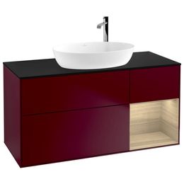 Villeroy & Boch Villeroy und Boch Finion Waschtischunterschrank G952PCHB 120cm, Abdeckplatte black matt, Emotion, Regale Oak Veneer, Peony Matt