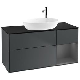 Villeroy & Boch Villeroy und Boch Finion Waschtischunterschrank G952GKHG 120cm, Abdeckplatte black matt, Emotion, Regale Anthracite matt lacquer, Midnight Blue Matt Lacquer