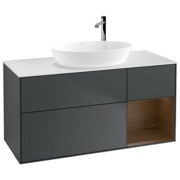 Villeroy & Boch Villeroy und Boch Finion Waschtischunterschrank G951GNHG 120cm, Abdeckplatte white matt, Emotion, Regale Walnut Veneer, Midnight Blue Matt Lacquer