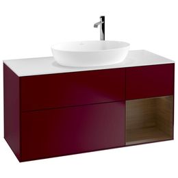 Villeroy & Boch Villeroy und Boch Finion Waschtischunterschrank G951GNHB 120cm, Abdeckplatte white matt, Emotion, Regale Walnut Veneer, Peony Matt