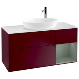 Villeroy & Boch Villeroy und Boch Finion Waschtischunterschrank G951GMHB 120cm, Abdeckplatte white matt, Emotion, Regale Olive matt lacquer, Peony Matt