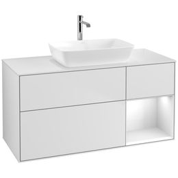 Villeroy & Boch Villeroy und Boch Finion Waschtischunterschrank F831GFMT 120cm, Abdeckplatte white matt, Regale Glossy white lacquer, White matt lacquer