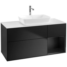 Villeroy & Boch Villeroy und Boch Finion Waschtischunterschrank F831PDPD 120cm, Abdeckplatte white matt, Regale Black matt lacquer, Black matt lacquer