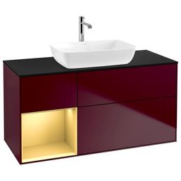 Villeroy & Boch Villeroy und Boch Finion Waschtischunterschrank G822HFHB 120cm, Abdeckplatte black matt, Emotion, Regale Gold matt lacquer, Peony Matt