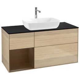 Villeroy & Boch Villeroy und Boch Finion Waschtischunterschrank G822GNPC 120cm, Abdeckplatte black matt, Emotion, Regale Walnut Veneer, Oak Veneer