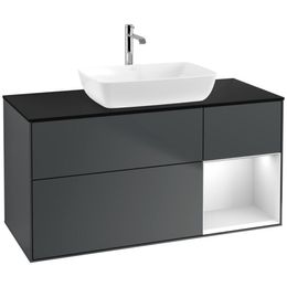 Villeroy & Boch Villeroy und Boch Finion Waschtischunterschrank F832MTHG 120cm, Abdeckplatte black matt, Regale White matt lacquer, Midnight Blue Matt Lacquer